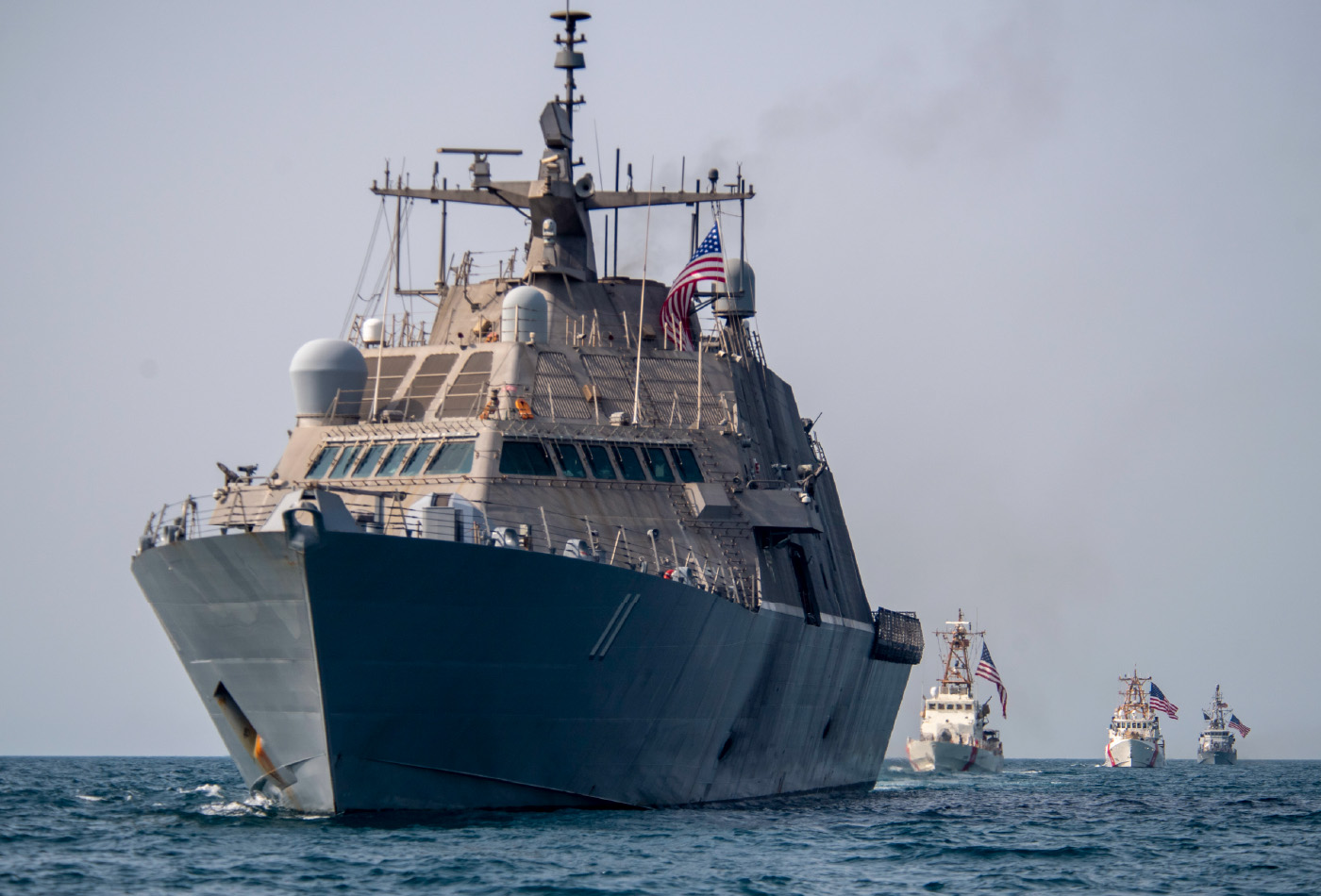 Fleet of military ships.