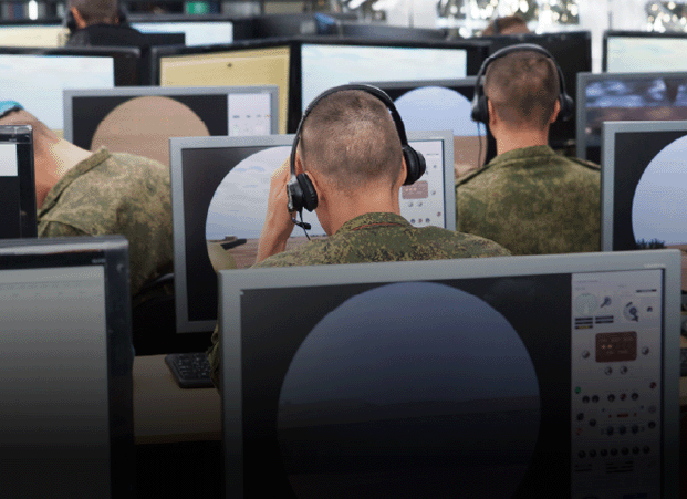 Military Students in an electronic classroom on computers learning ...